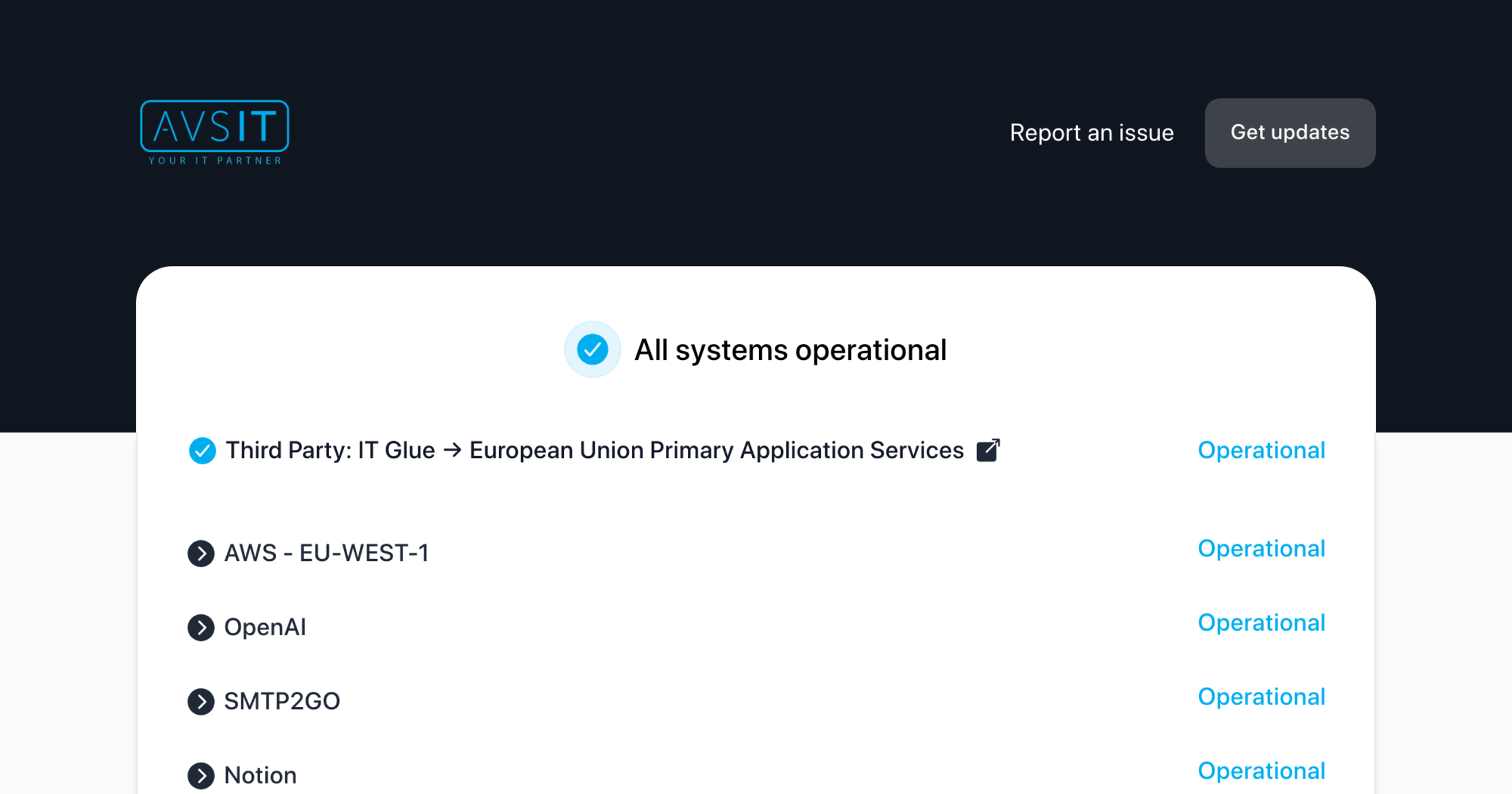 Get updates by Microsoft Teams - AVS IT - Status